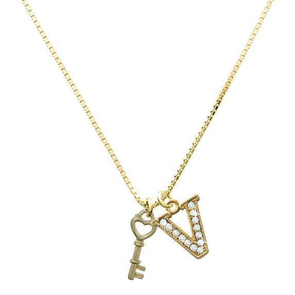 Delight Jewelry Gold-tone Open Heart Key - Large Goldtone Crystal ...