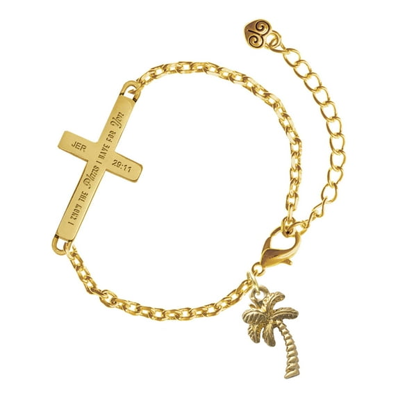 Delight Jewelry Gold-tone Palm Tree - Gold Tone Jeremiah 29:11 I Have Plans for You Engraved ...