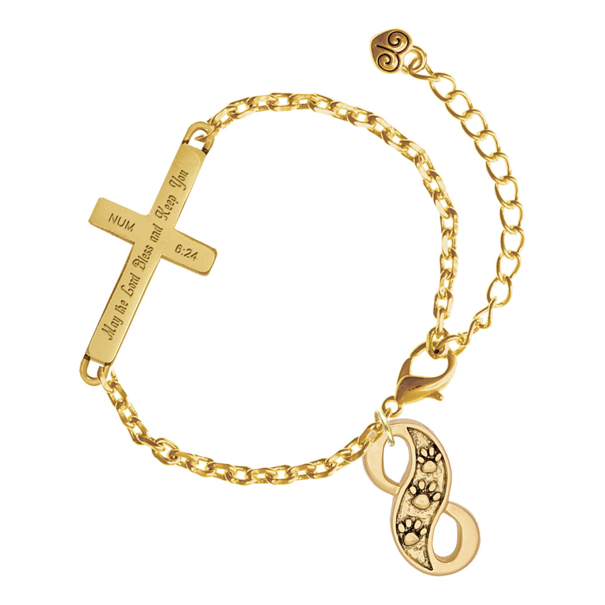 Delight Jewelry Gold-tone Paw Prints Infinity - Gold Tone Numbers 6:24 May the Lord Bless You ...