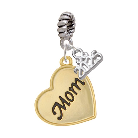 Delight Jewelry Gold-tone Script Mom Heart - Silver-tone Rope Charm ...