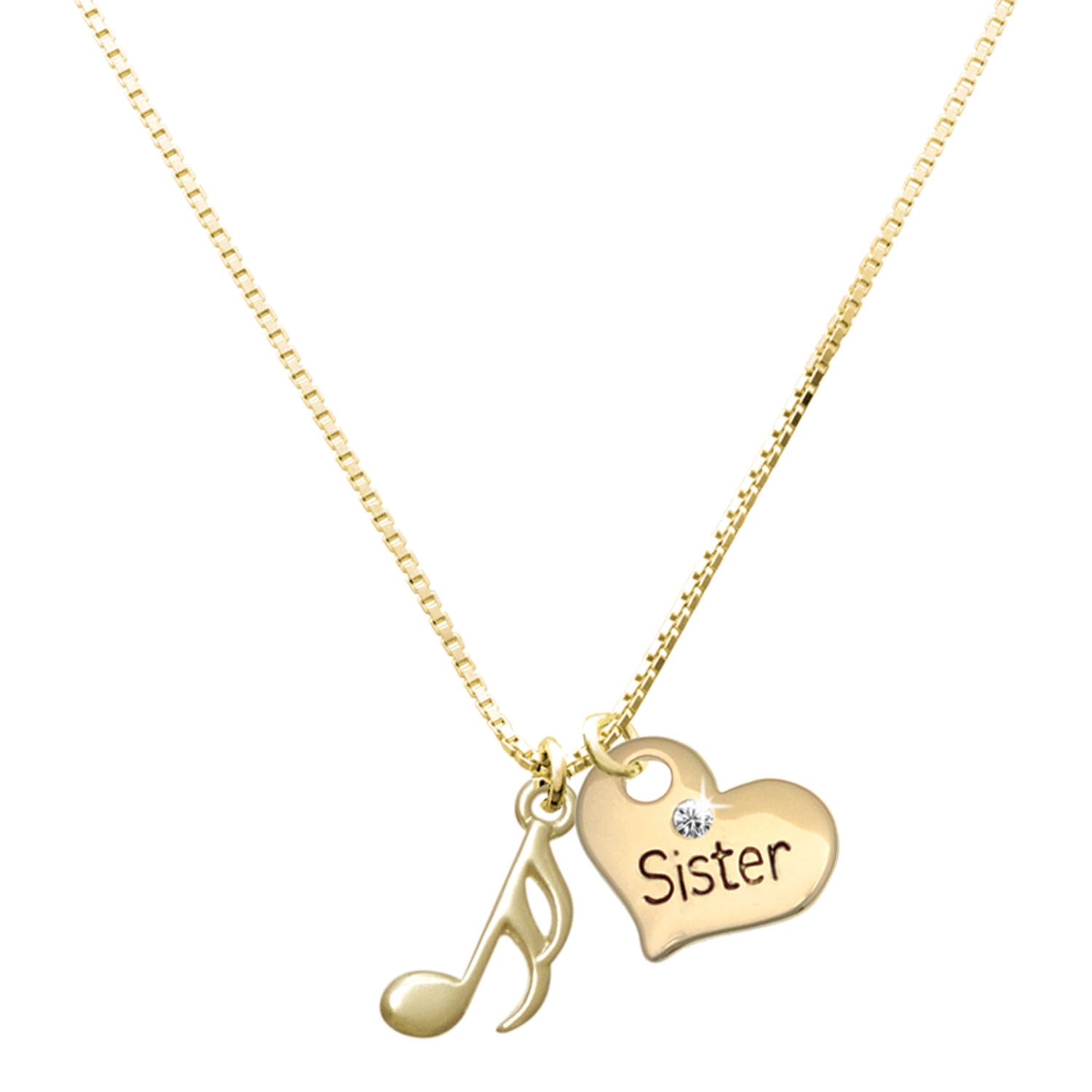 Delight Jewelry Gold-tone Sixteenth Note - Large Goldtone Sister Heart ...