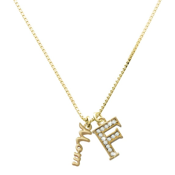 Delight Jewelry Gold-tone Small Mom Script - Large Goldtone Crystal ...