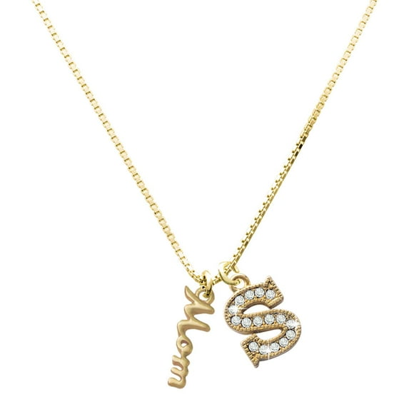 Delight Jewelry Gold-tone Small Mom Script - Large Goldtone Crystal ...