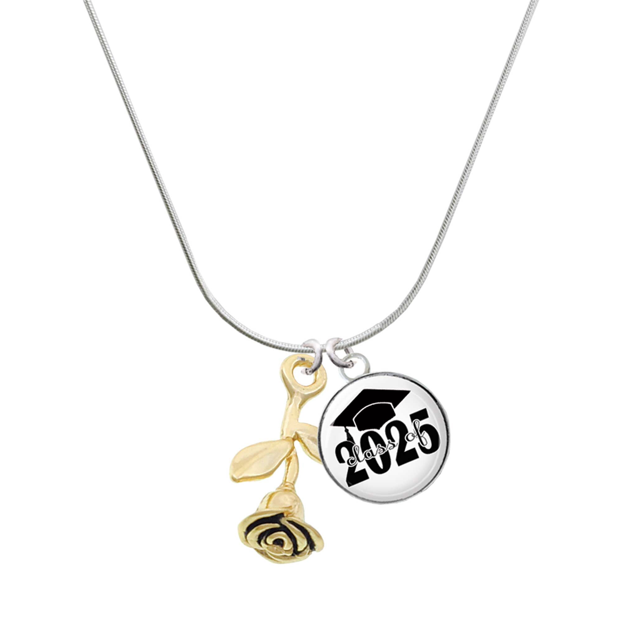 Delight Jewelry Gold-tone Stemmed Rose - Script Class of 2025 Dome ...