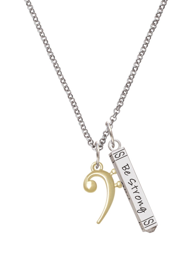 Delight Jewelry Goldtone Bass Clef Silvertone Be Strong and Courageous ...