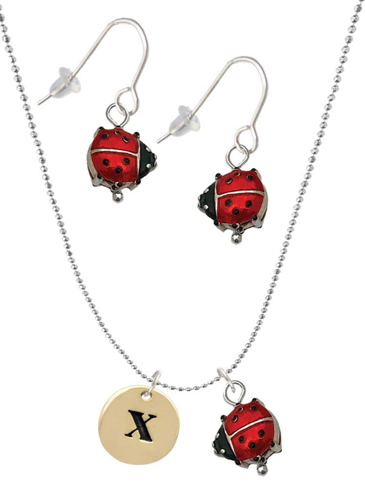 Delight Jewelry Goldtone Disc 1/2'' Initial - x - Red Lucky Ladybug ...