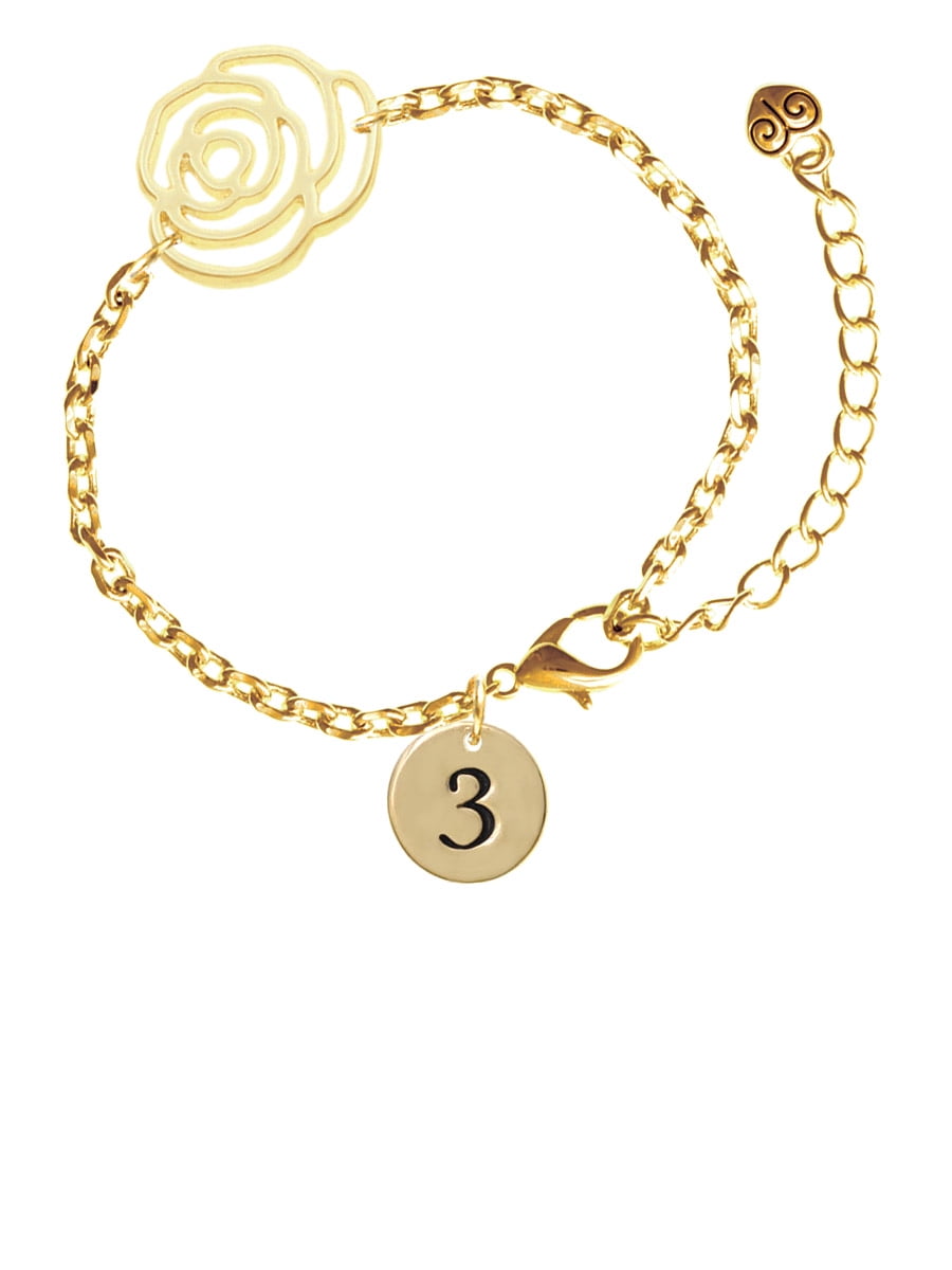 Delight Jewelry Goldtone Disc 1/2'' Number - 3 - Gold-tone Flower Link ...