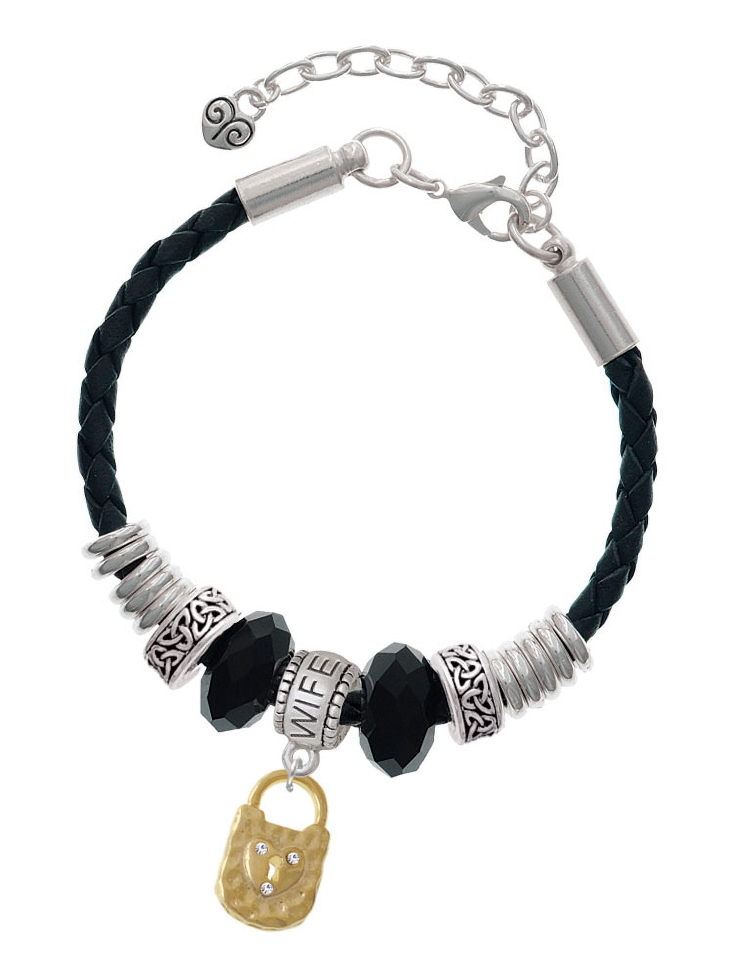 Delight Jewelry Goldtone Hammered Lock with Heart Crystals Wife Celtic ...