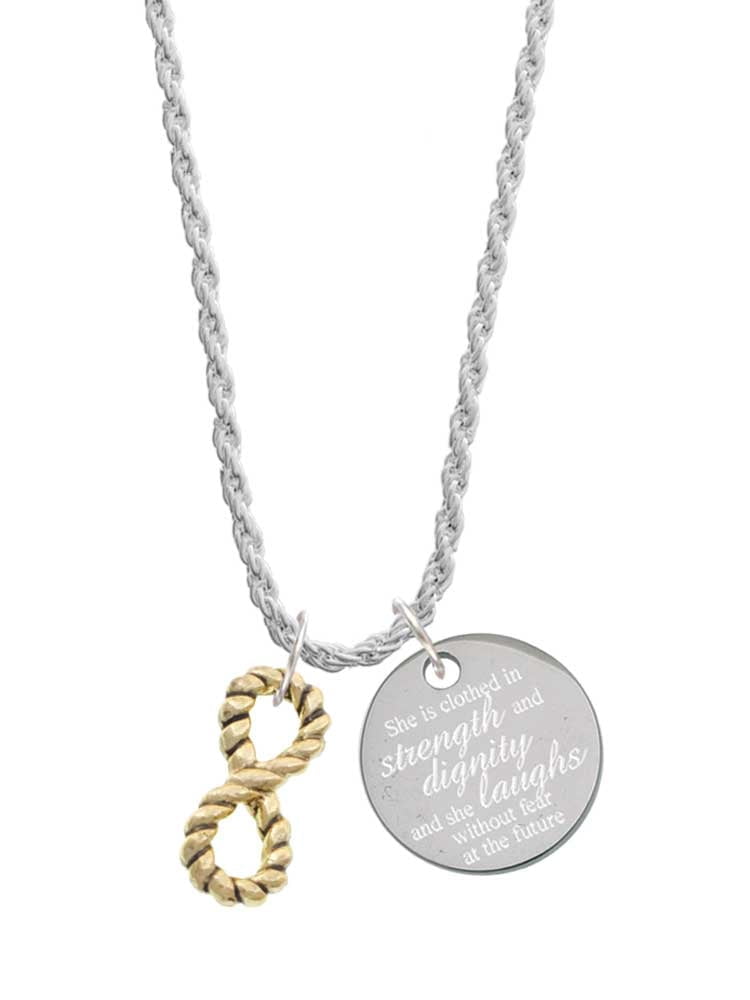 Delight Jewelry Goldtone Infinity Rope She is Clothed in Stength and ...