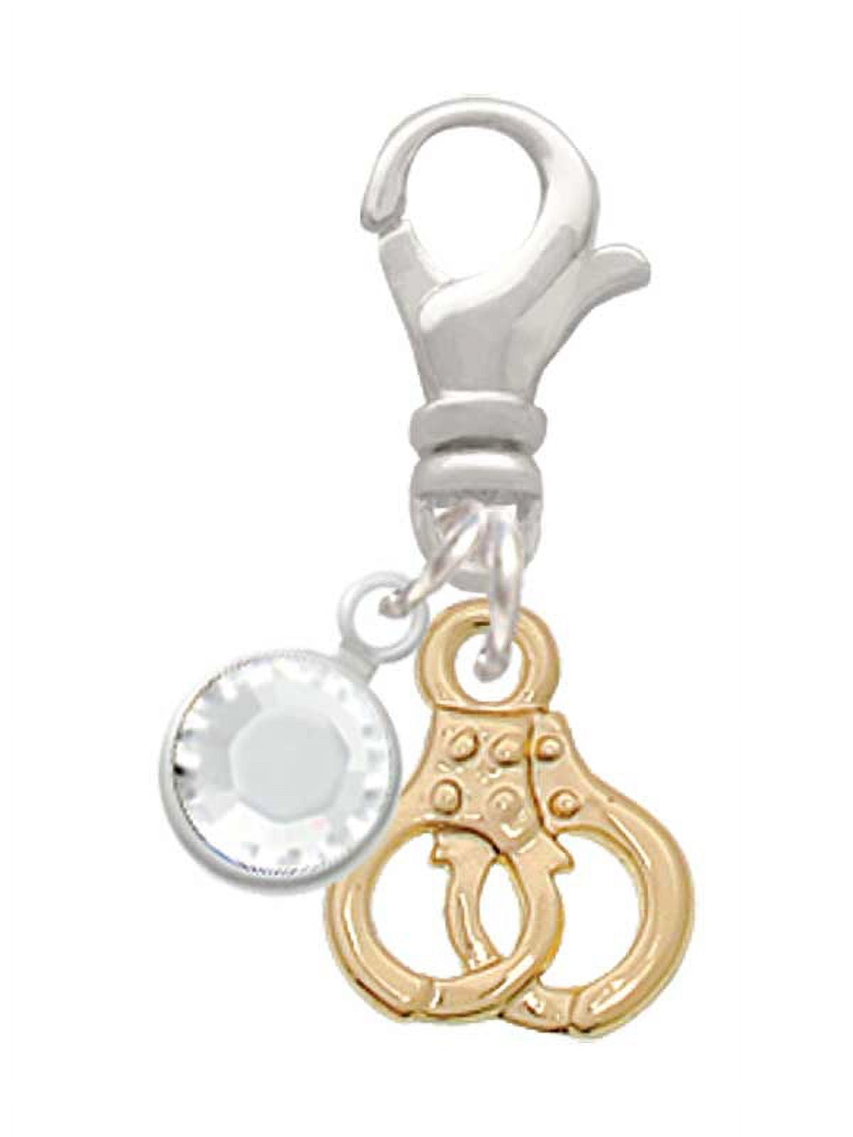 Delight Jewelry Goldtone Mini Handcuffs - Silvertone Clip on Charm with ...