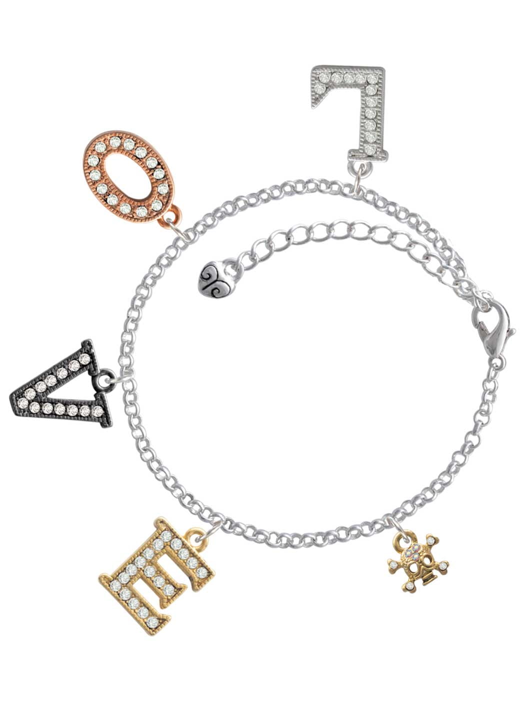 Delight Jewelry Goldtone Mini Skull & Bones with Crystals Multi-Colored ...