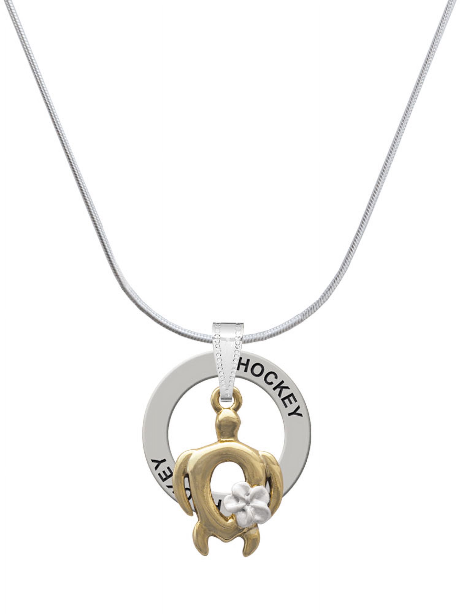 Delight Jewelry Goldtone Open Sea Turtle with White Plumeria Hockey ...