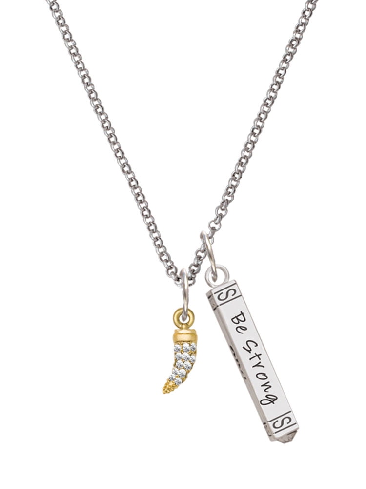 Delight Jewelry Goldtone Small Crystal Sabre Tooth Silvertone Be Strong ...