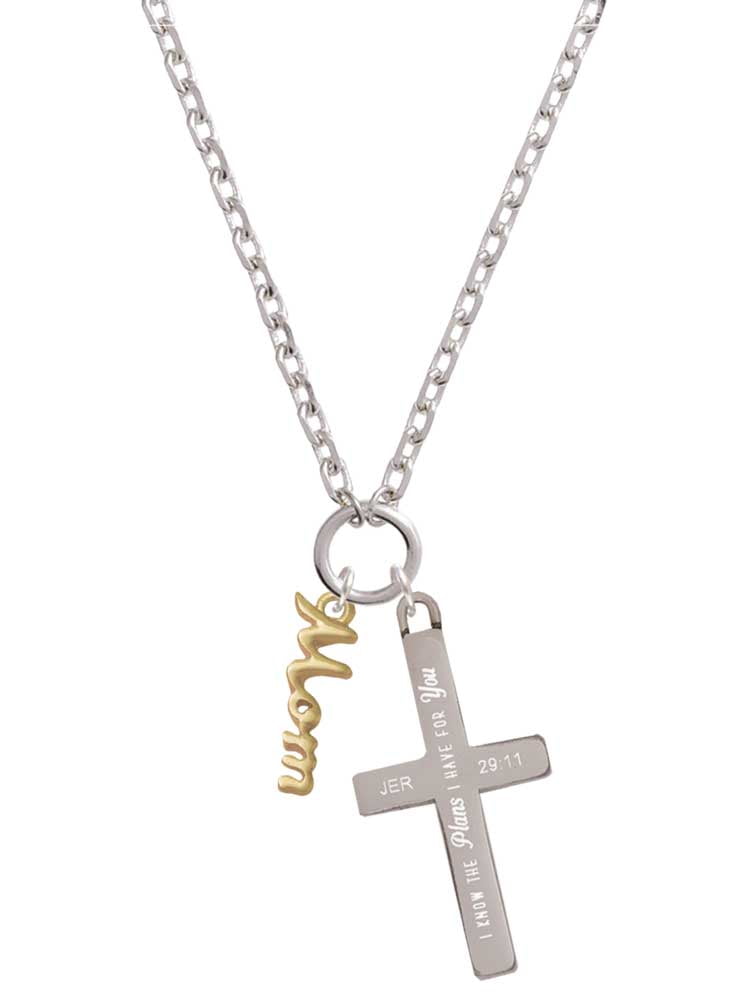 Delight Jewelry Goldtone Small Mom Script I Have Plans for You Engraved ...