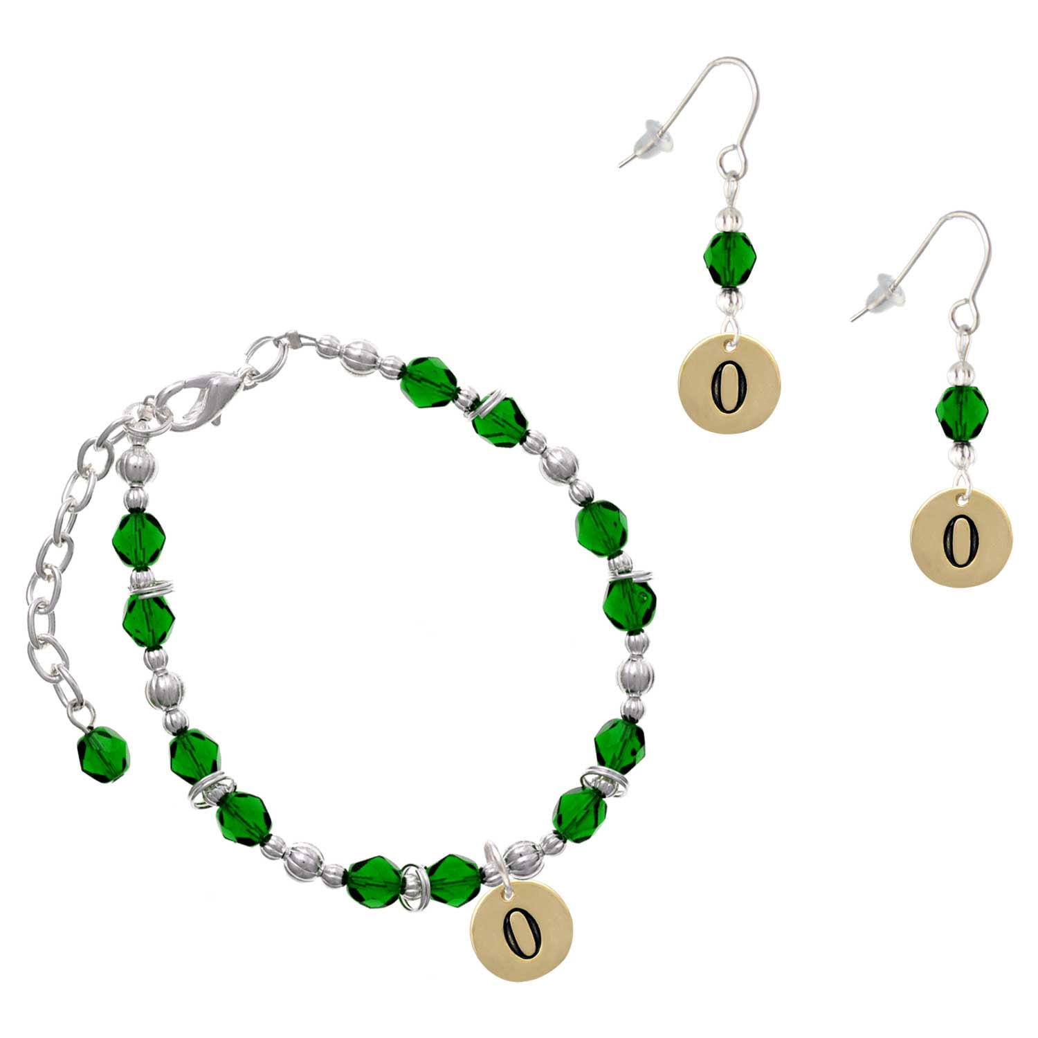 Delight Jewelry Green Beaded Bracelet and Earring Set, featuring Gold ...