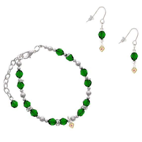 Delight Jewelry Green Beaded Bracelet and Earring Set, featuring Gold ...