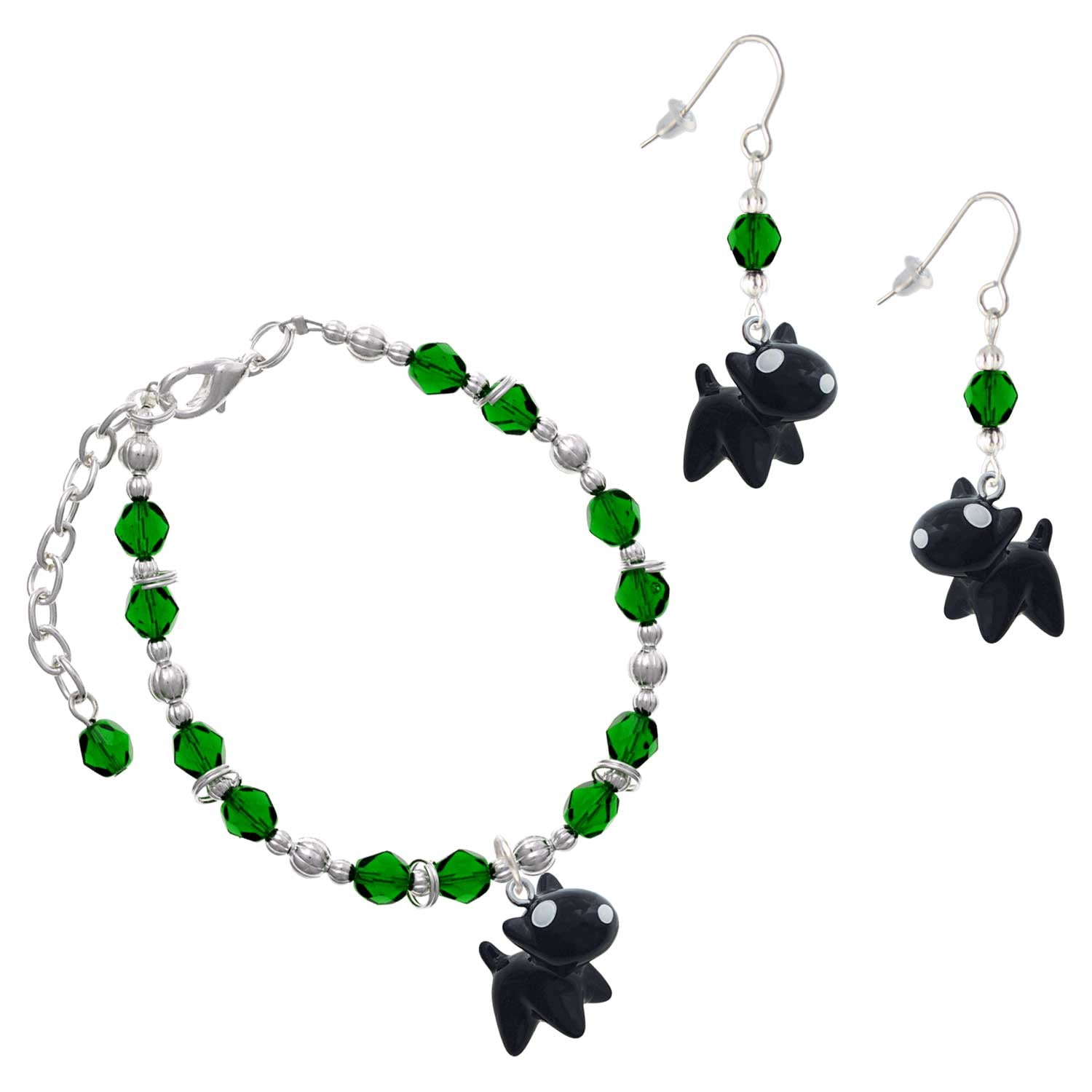 Delight Jewelry Green Beaded Bracelet and Earring Set, featuring Resin ...