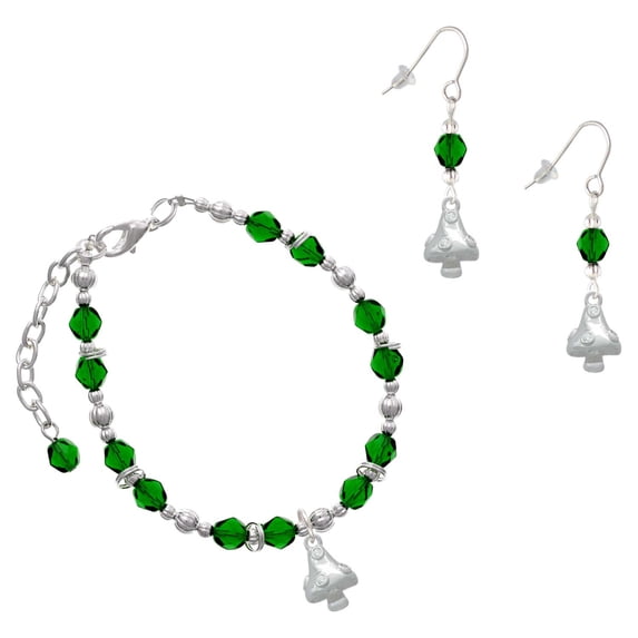 Delight Jewelry Green Beaded Bracelet and Earring Set, featuring Silver ...