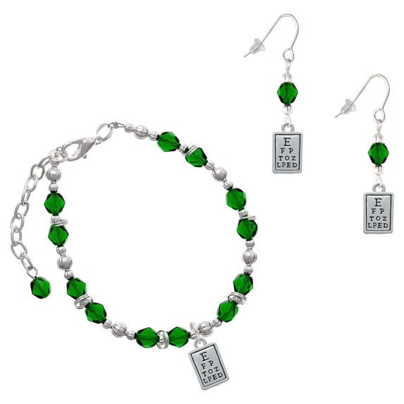 Delight Jewelry Green Beaded Bracelet and Earring Set, featuring Silver ...