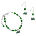 Delight Jewelry Green Beaded Bracelet and Earring Set, featuring Silver ...