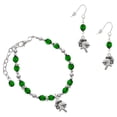 Delight Jewelry Green Beaded Bracelet and Earring Set, featuring Silver ...