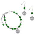 Delight Jewelry Green Beaded Bracelet and Earring Set, featuring Silver ...