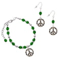 Delight Jewelry Green Beaded Bracelet and Earring Set, featuring Silver ...