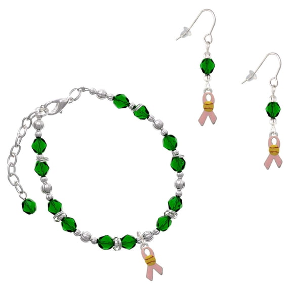 Delight Jewelry Green Beaded Bracelet and Earring Set, featuring Silver ...