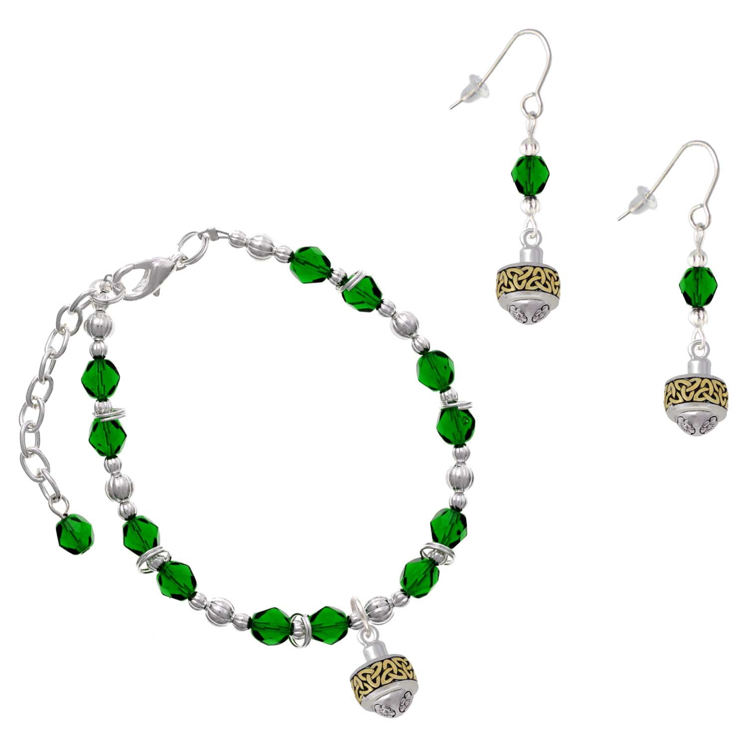 Delight Jewelry Green Beaded Bracelet and Earring Set, featuring Two ...