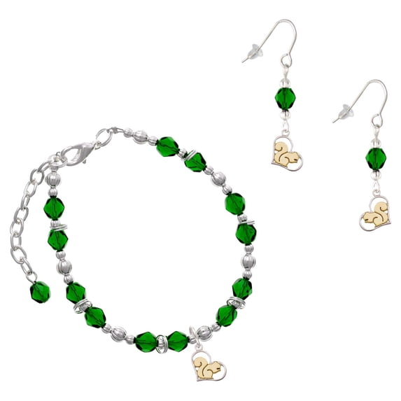 Delight Jewelry Green Beaded Bracelet and Earring Set, featuring Two ...