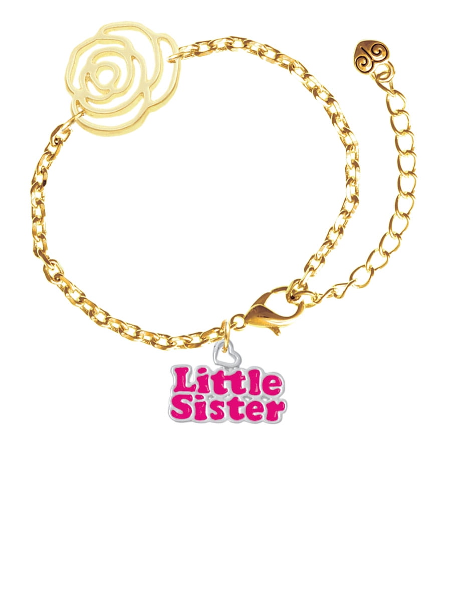 Delight Jewelry Hot Pink ''Little Sister'' with Heart Gold-tone Flower ...