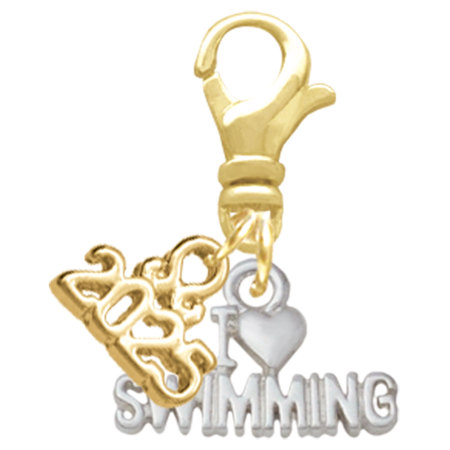 Delight Jewelry I Heart Swimming - Gold-tone Clip on Charm with Mini ...