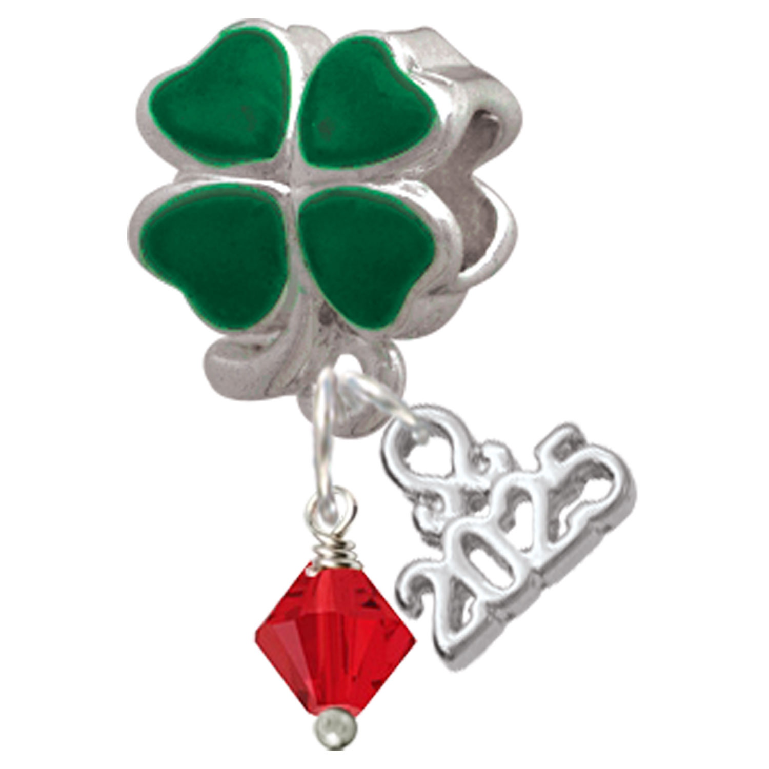 Delight Jewelry July - Red Crystal Bicone - Good Luck Green Four Leaf ...