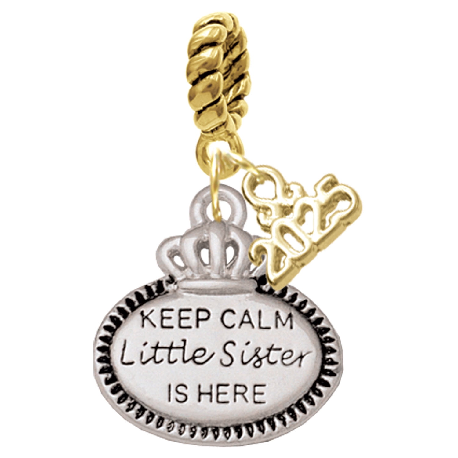 Delight Jewelry Keep Calm Little Sister is Here - Gold-tone Rope Charm ...