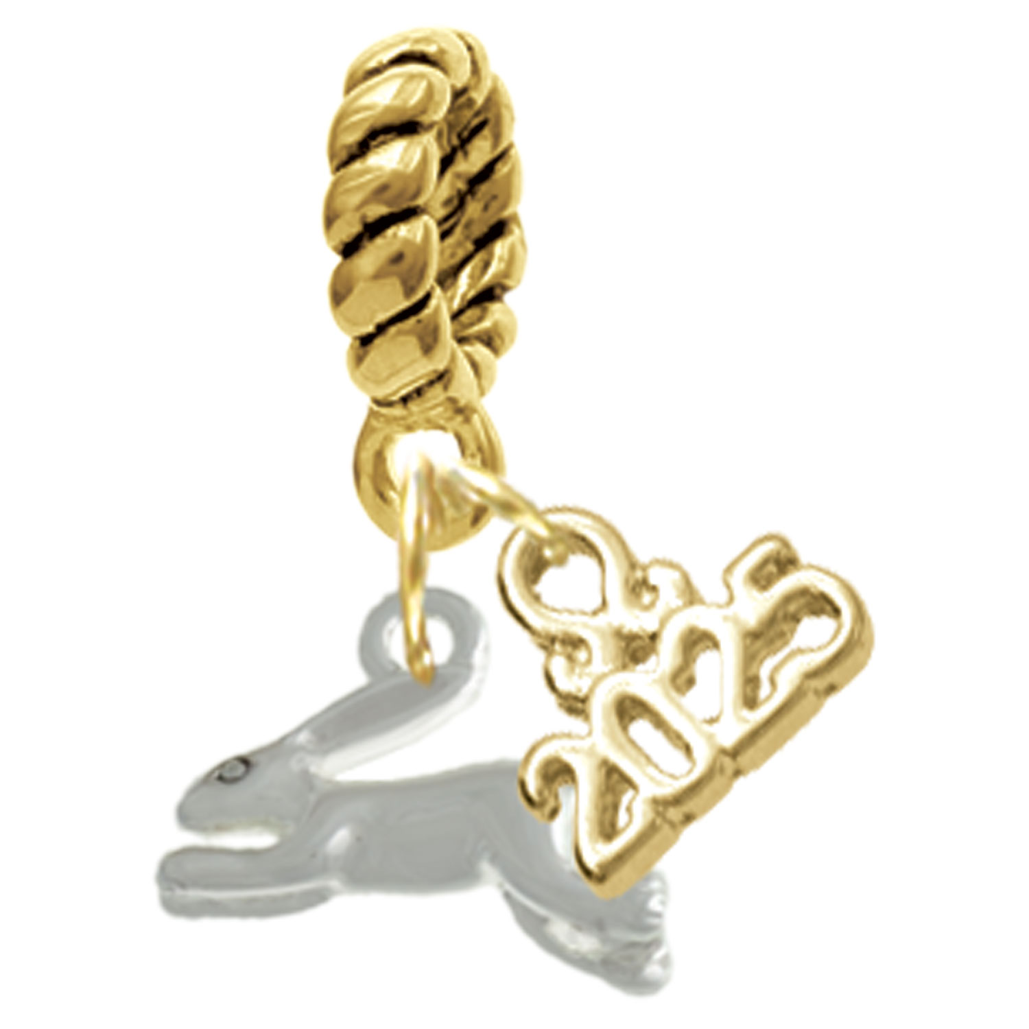 Delight Jewelry Leaping Rabbit - Gold-tone Rope Charm Bead Dangle with ...