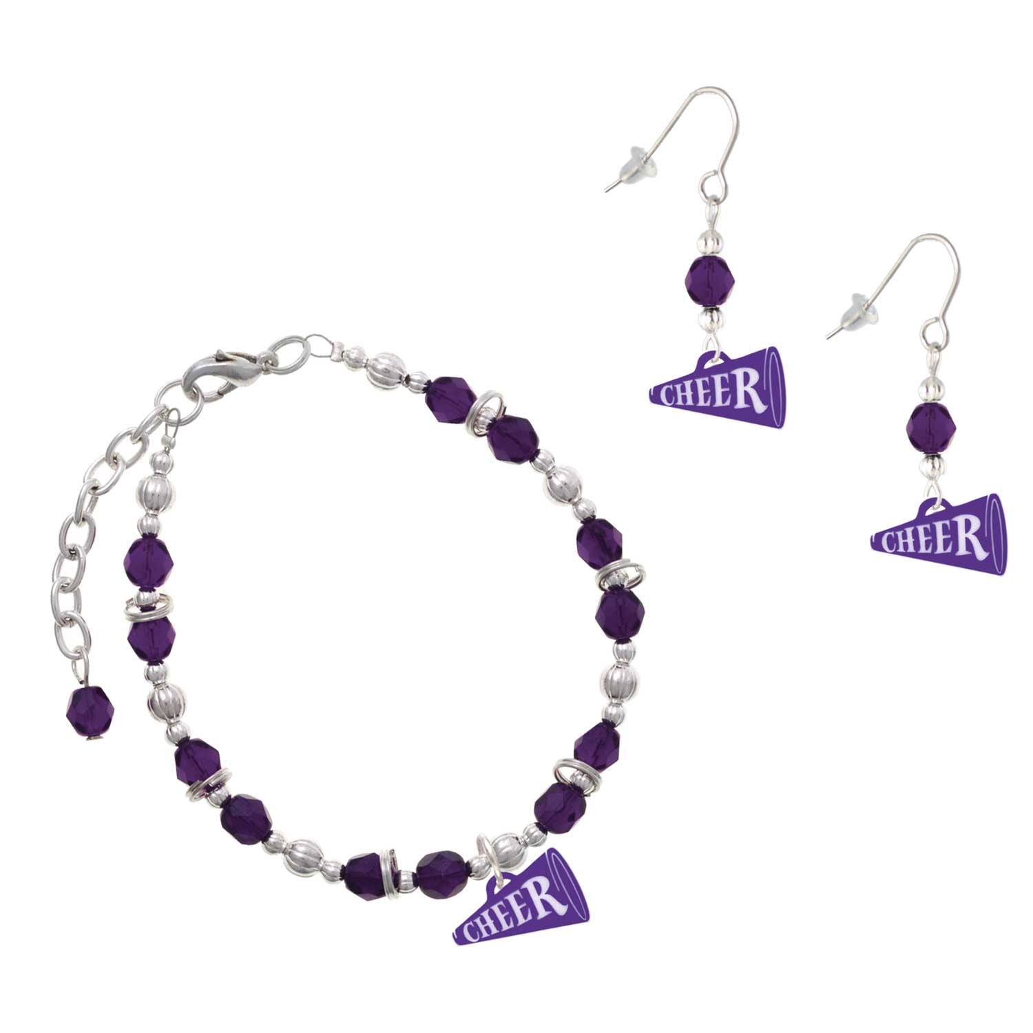 Delight Jewelry Purple Beaded Bracelet and Earring Set, featuring ...
