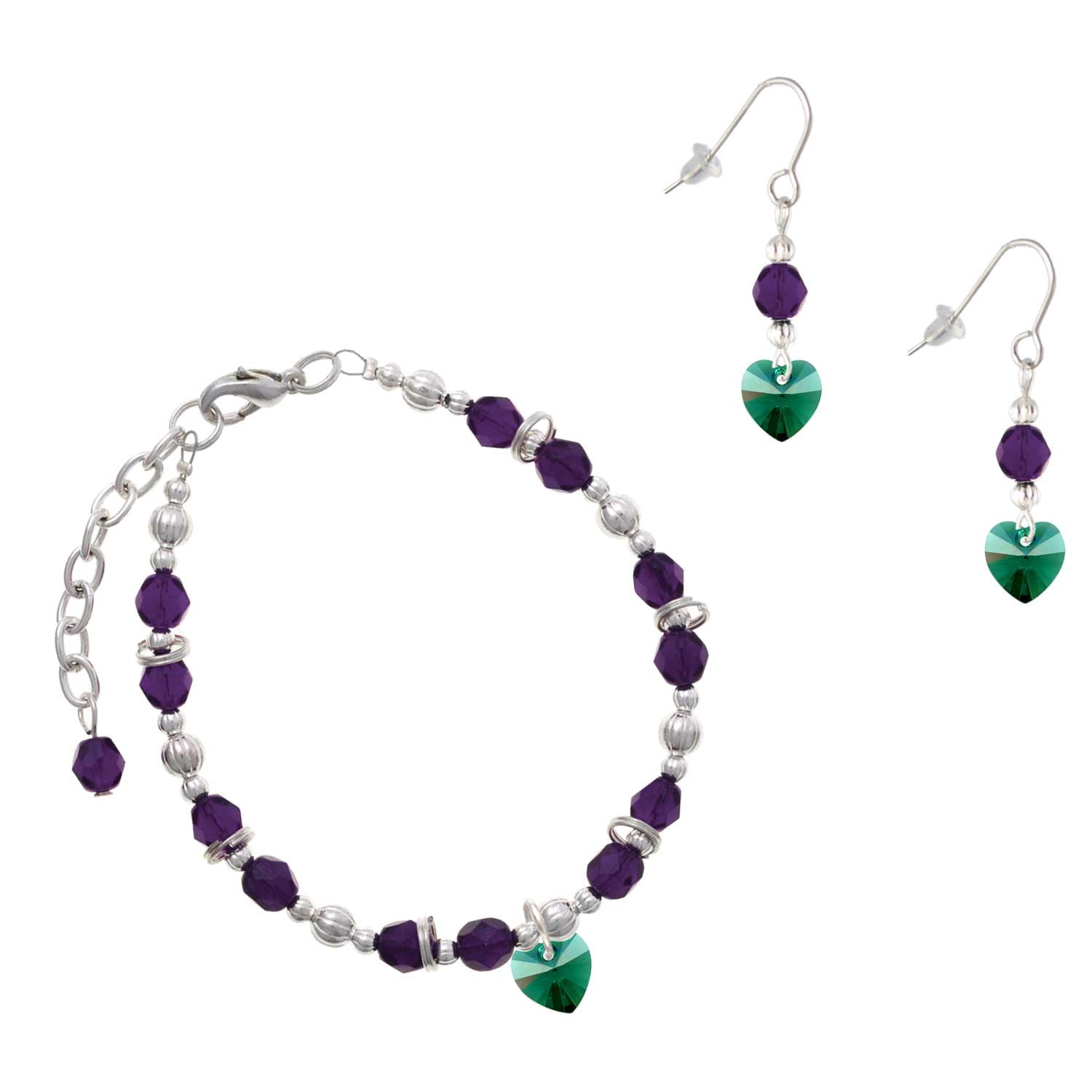 Delight Jewelry Purple Beaded Bracelet and Earring Set, featuring ...