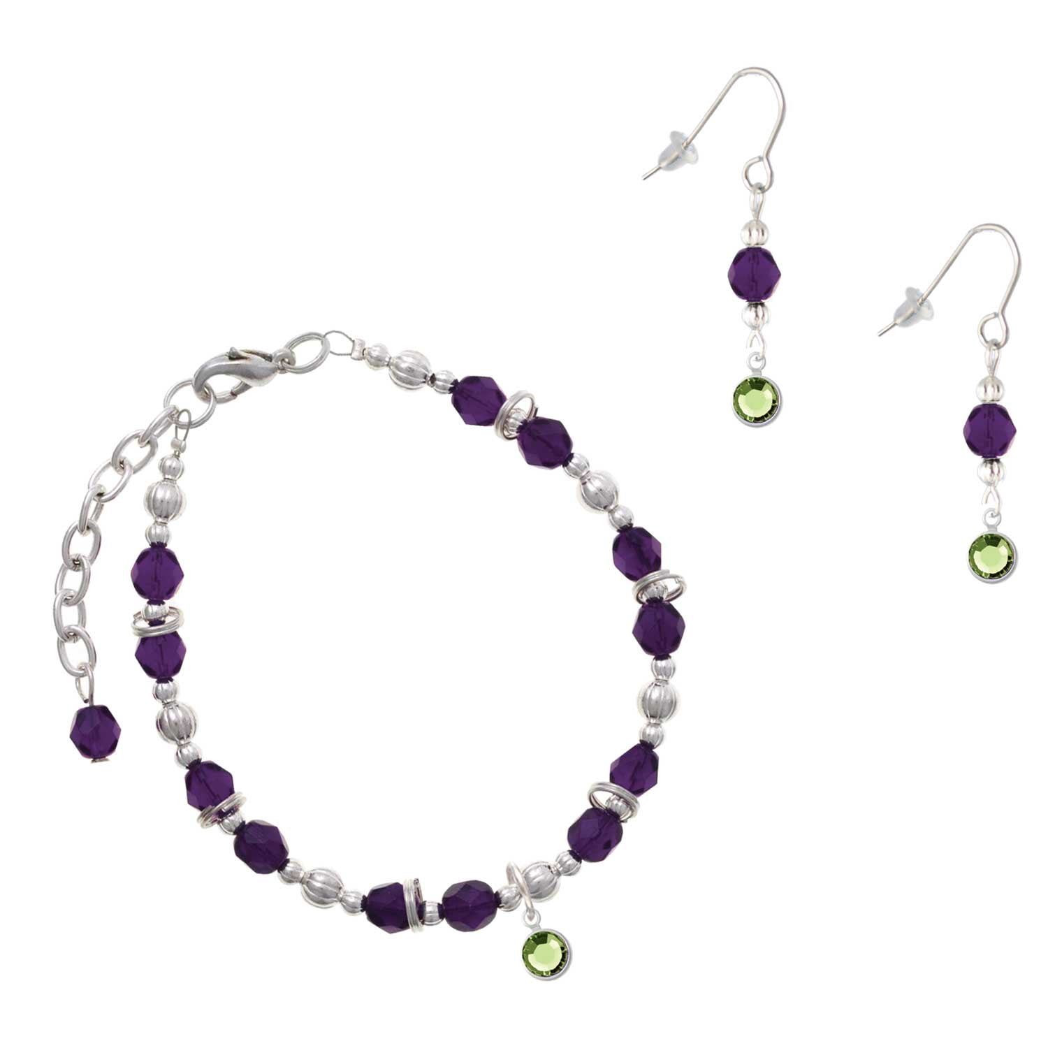 Delight Jewelry Purple Beaded Bracelet and Earring Set, featuring ...