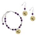 Delight Jewelry Purple Beaded Bracelet and Earring Set, featuring Gold ...
