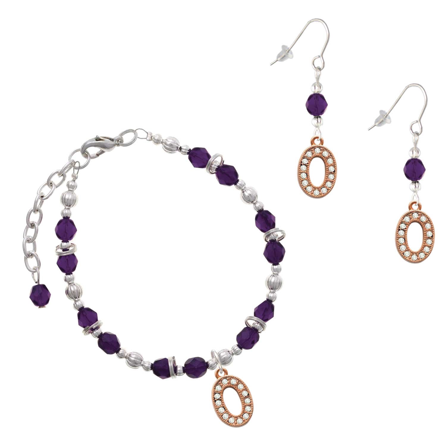 Delight Jewelry Purple Beaded Bracelet and Earring Set, featuring Rose ...