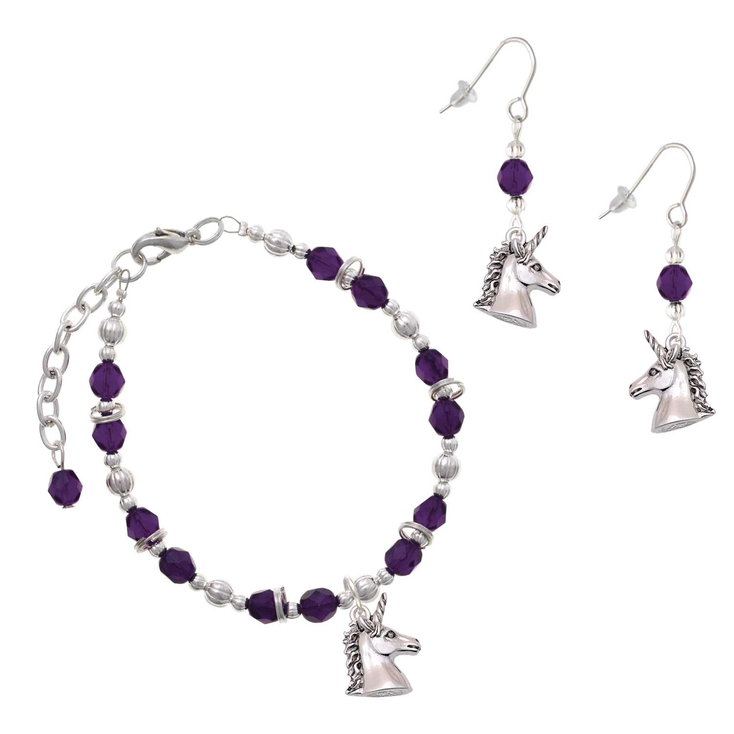 Delight Jewelry Purple Beaded Bracelet and Earring Set, featuring ...