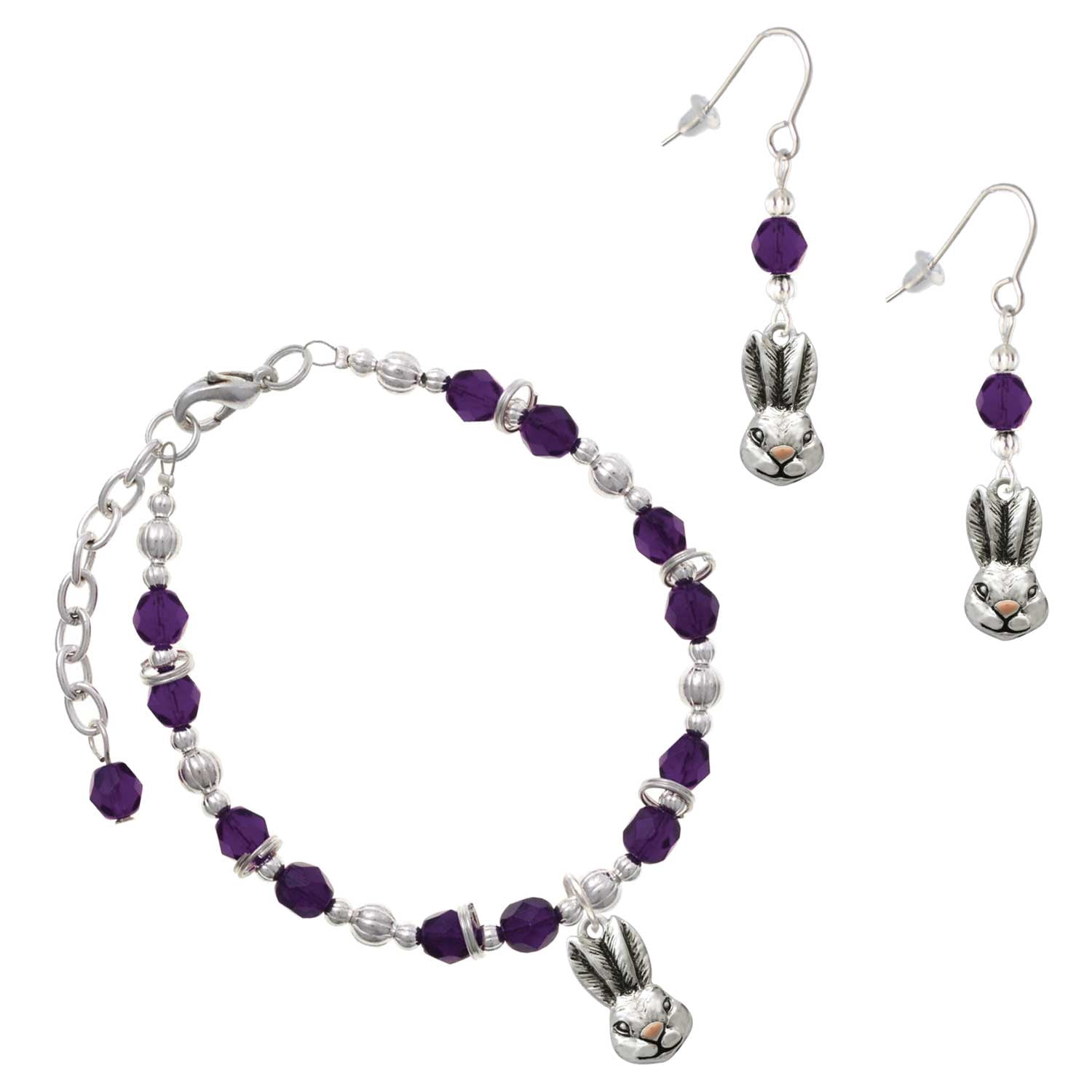 Delight Jewelry Purple Beaded Bracelet and Earring Set, featuring ...