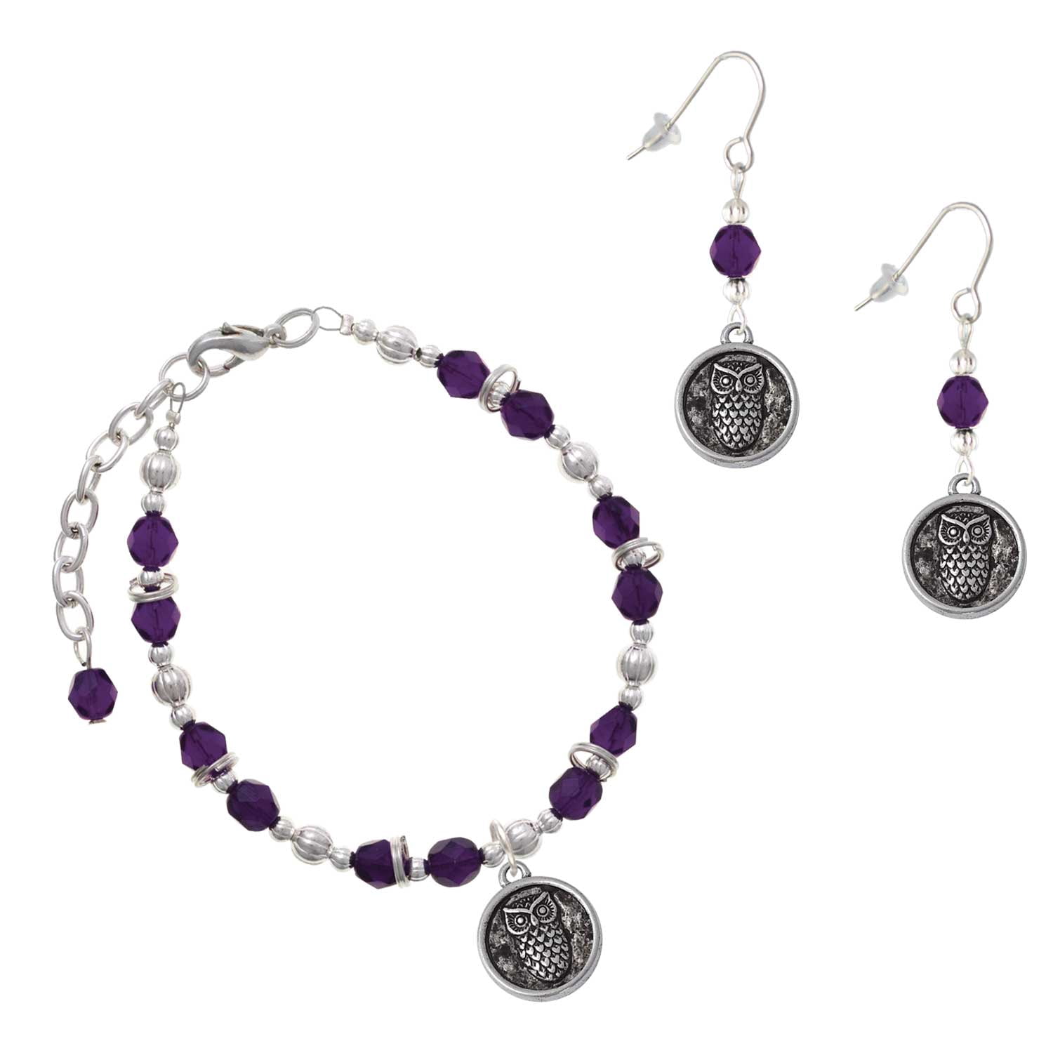 Delight Jewelry Purple Beaded Bracelet and Earring Set, featuring ...