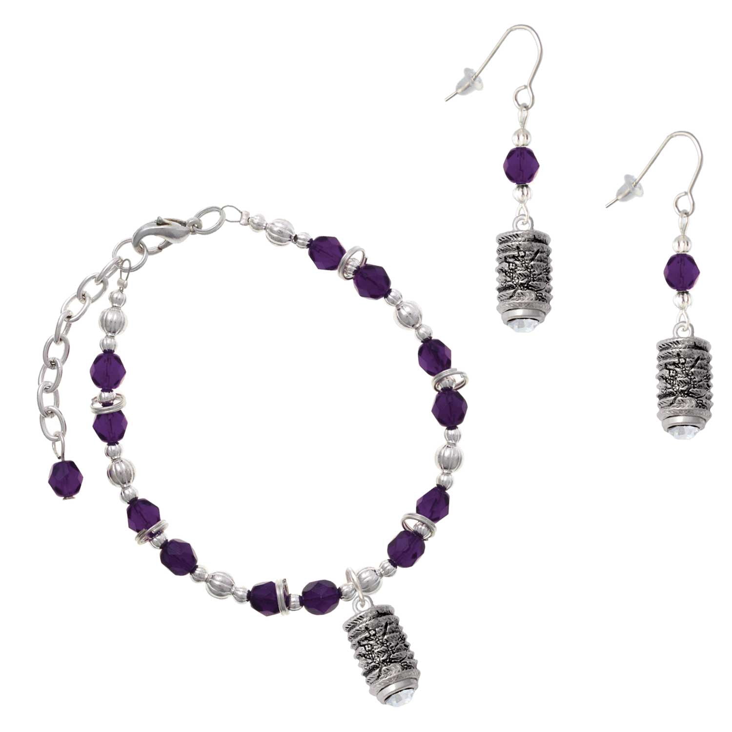 Delight Jewelry Purple Beaded Bracelet and Earring Set, featuring ...