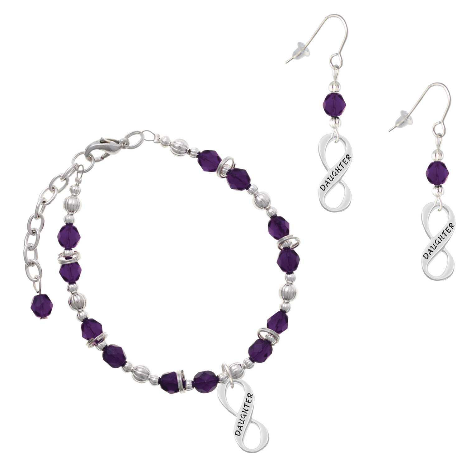 Delight Jewelry Purple Beaded Bracelet and Earring Set, featuring ...