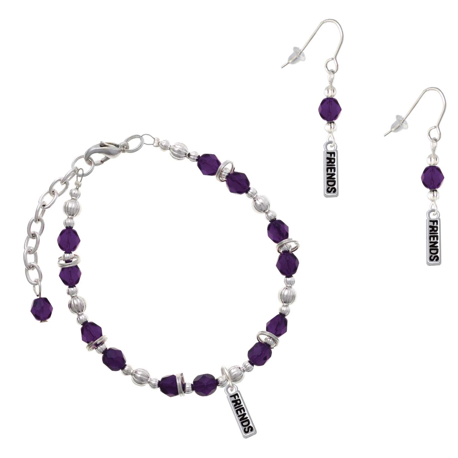 Delight Jewelry Purple Beaded Bracelet and Earring Set, featuring ...