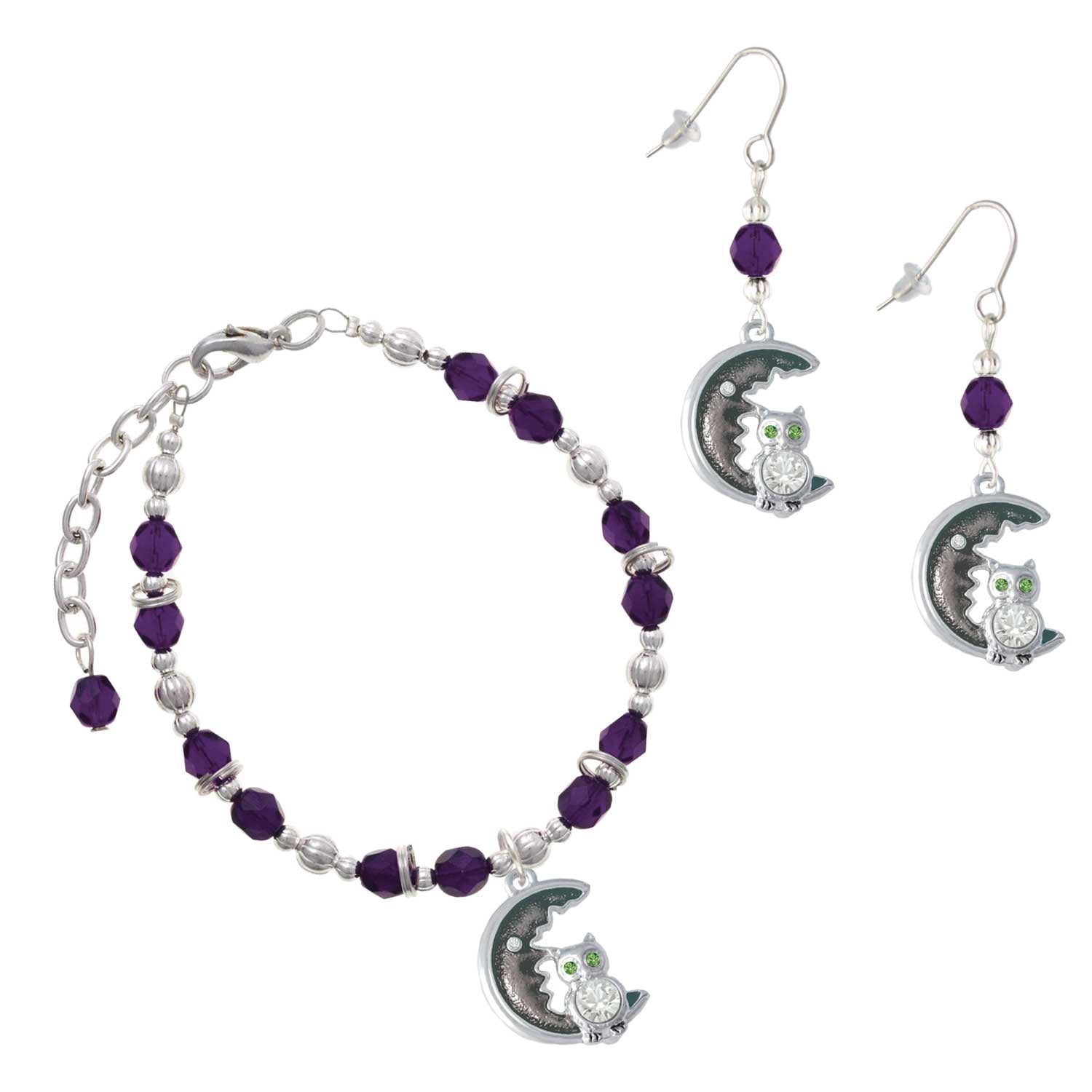 Delight Jewelry Purple Beaded Bracelet and Earring Set, featuring ...