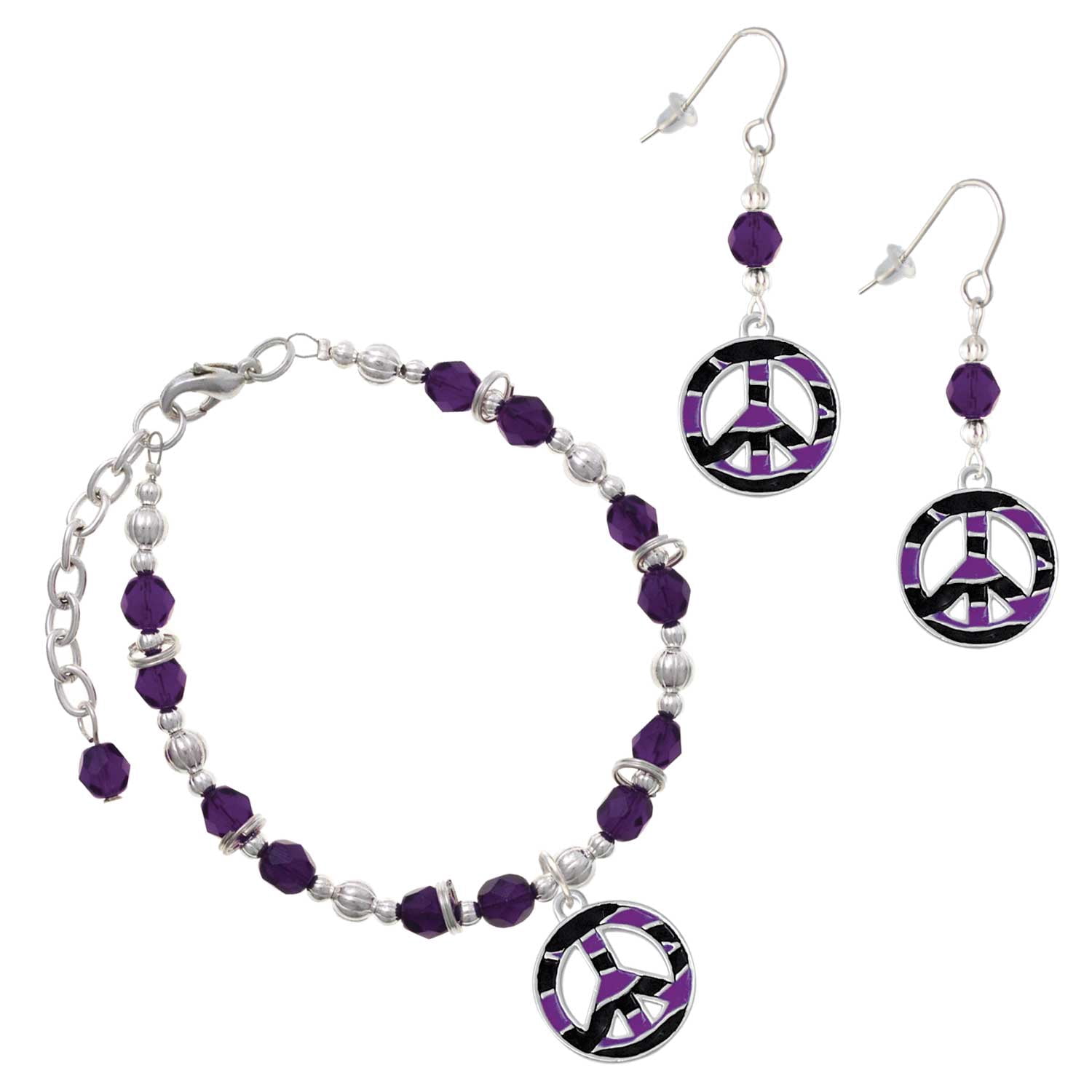 Delight Jewelry Purple Beaded Bracelet and Earring Set, featuring ...