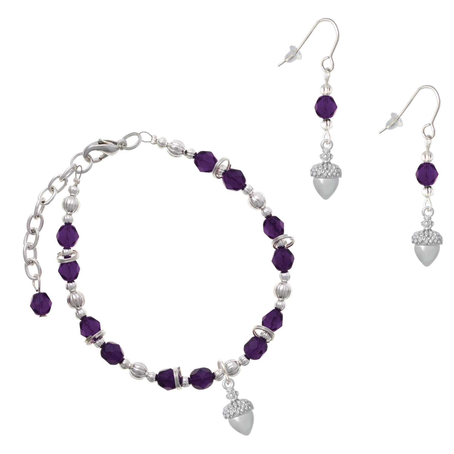 Delight Jewelry Purple Beaded Bracelet and Earring Set, featuring ...