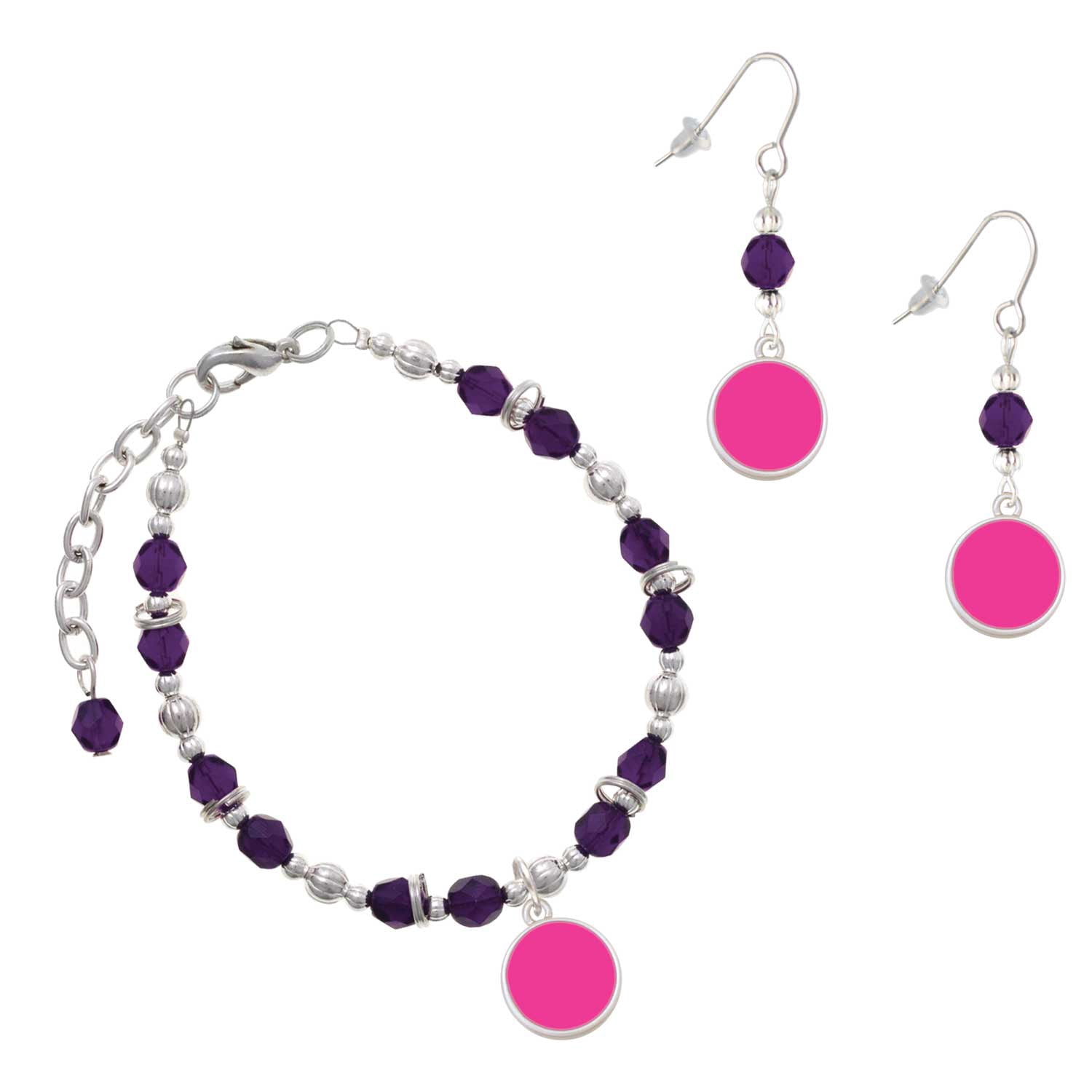 Delight Jewelry Purple Beaded Bracelet and Earring Set, featuring ...